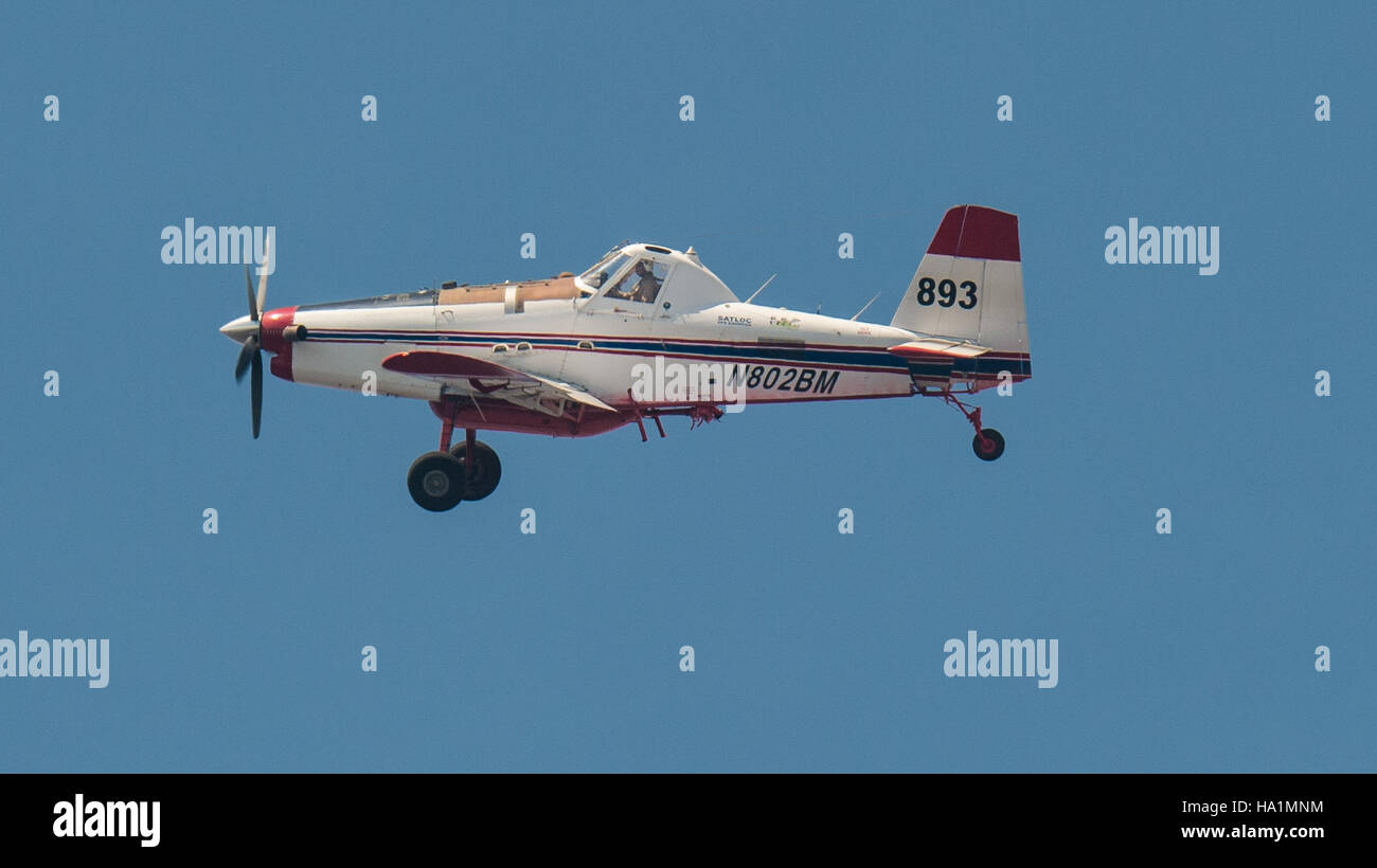 A Very Large Air Tanker (VLAT) drops retardant on a wildfire in the ...