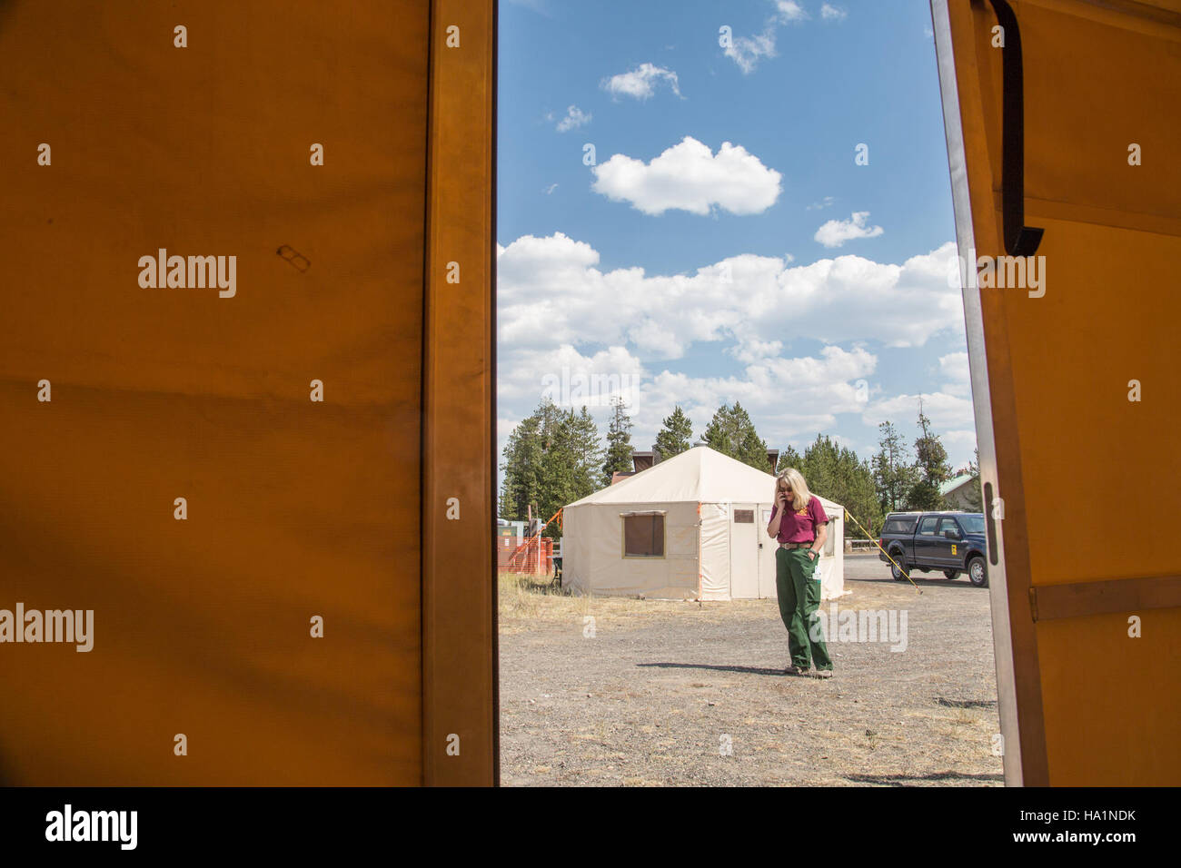 A photograph showing the Maple Fire Incident Command Post in ...