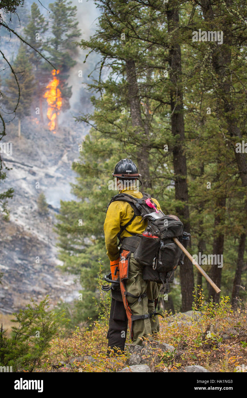 Brett Edelman from the Billings Initial Attack Crew monitors the ...