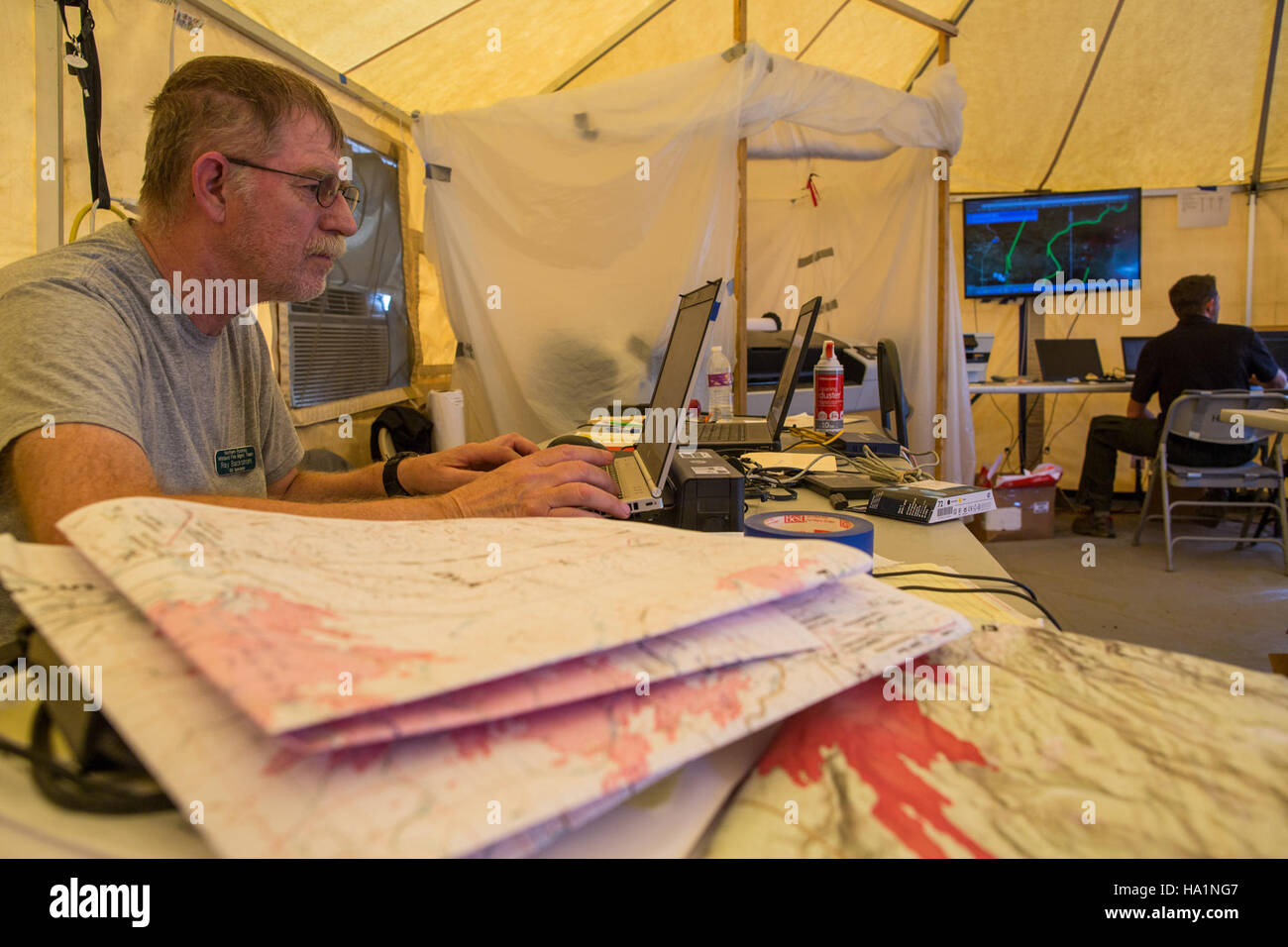 This image shows the Incident Command Post during the Maple Fire at ...