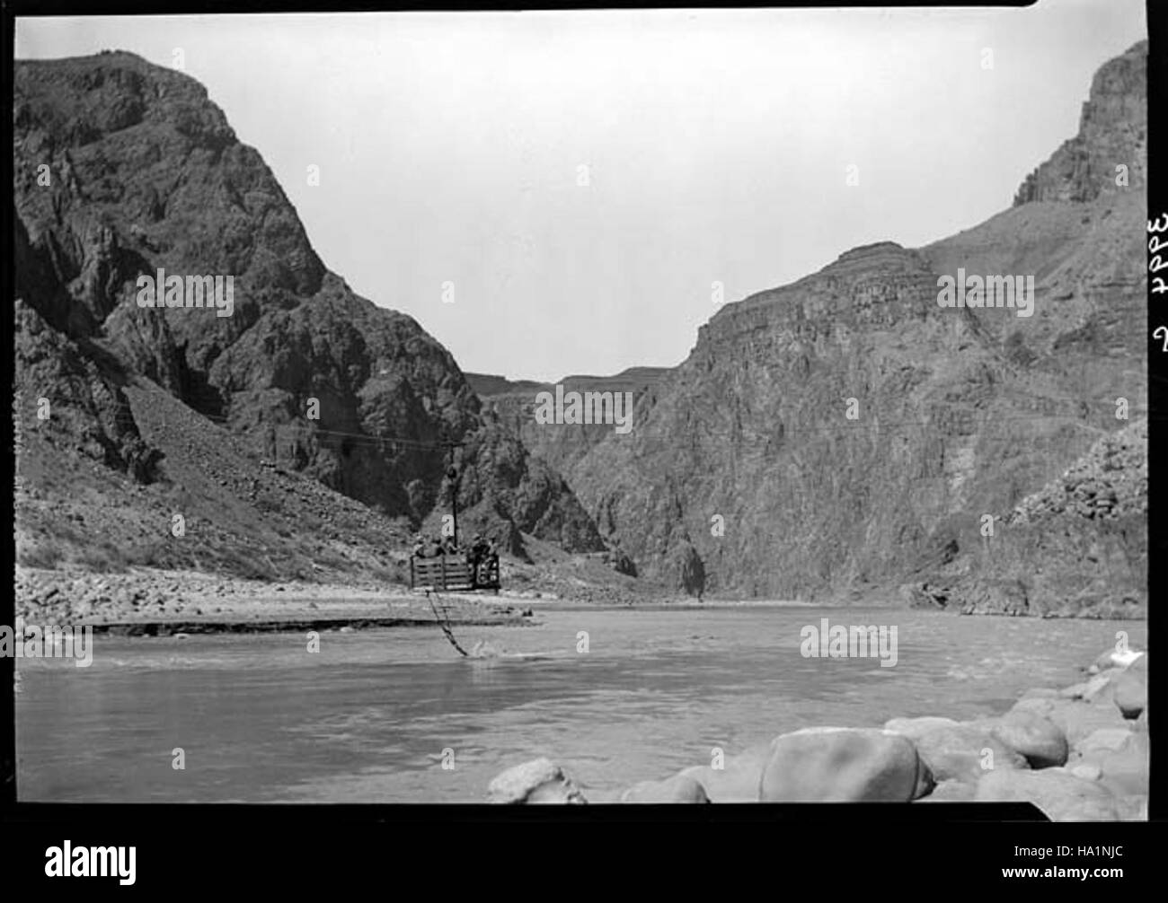 This historical photograph shows the Cable River Crossing at the Grand ...