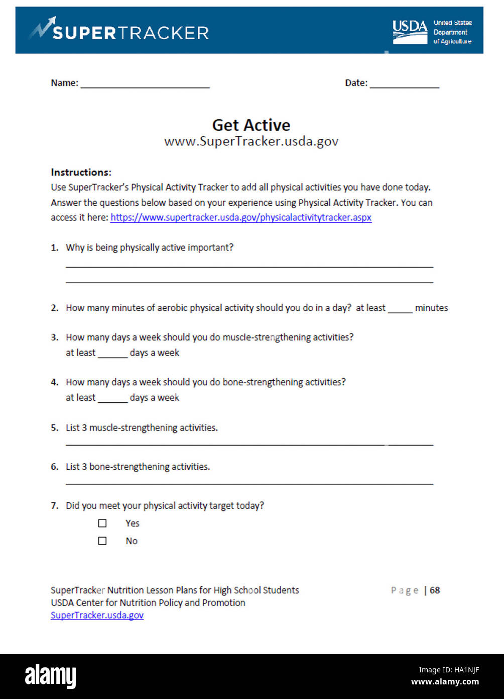 This image represents the SuperTracker lesson plan, developed by the U ...