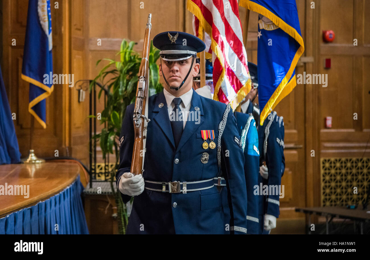 This image captures the Joint Armed Forces Color Guard during a ...