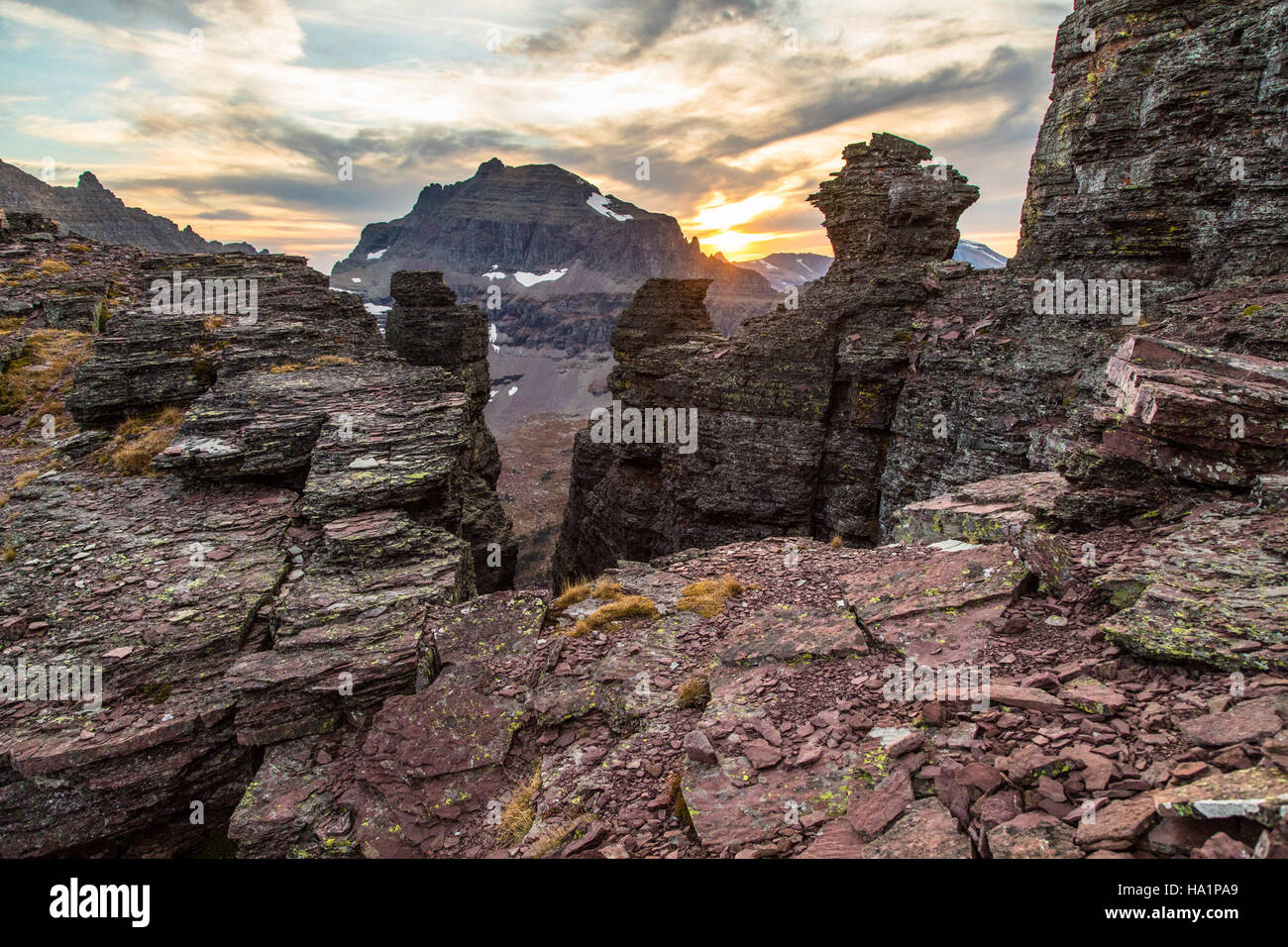 This photograph captures the stunning sunset over Mount Cannon, a ...
