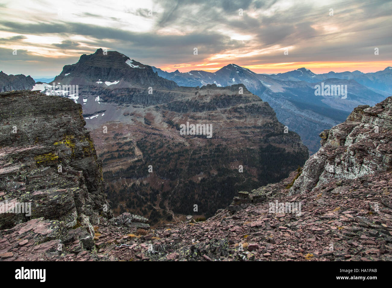 An alpine sunset over Heaven’s Peak in Glacier National Park captures ...