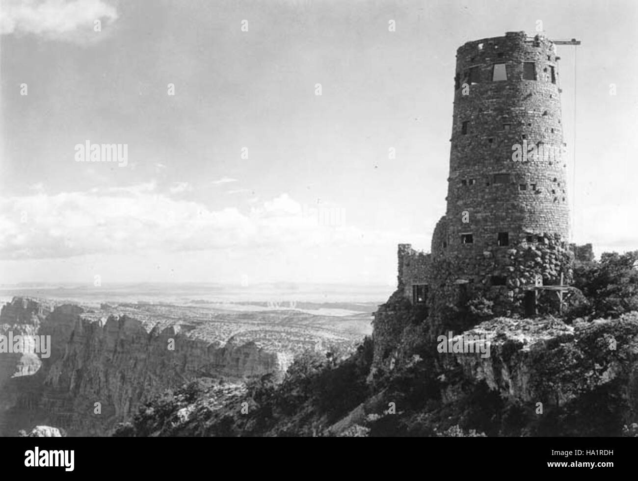 This image depicts the construction of the Desert View Watchtower at ...