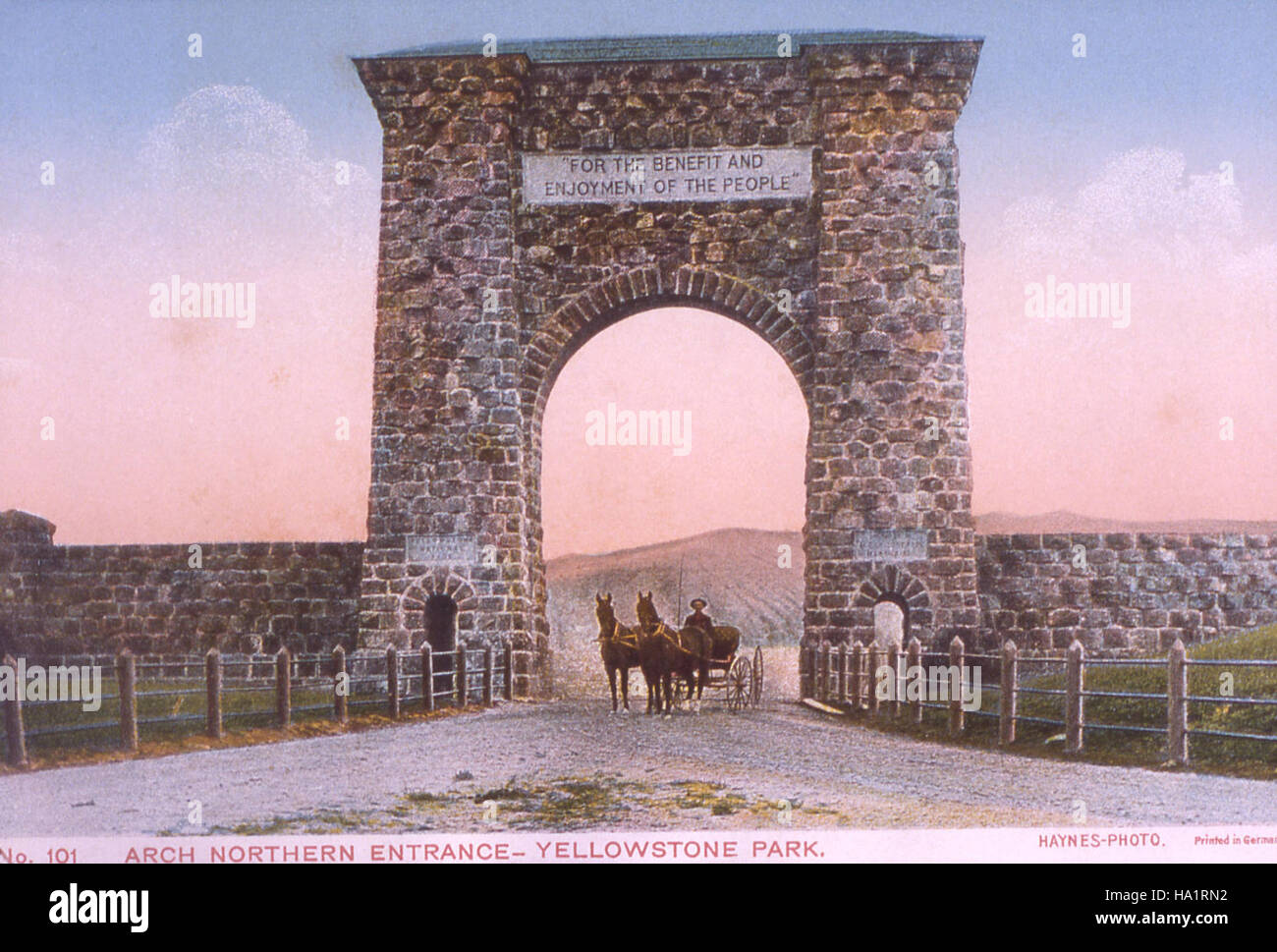 The Arch at the northern entrance of Yellowstone National Park marks a ...