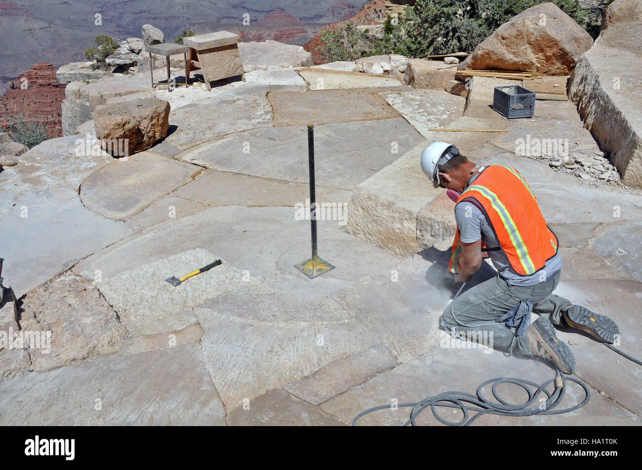 Construction of the Mather Point Amphitheater at the Grand Canyon in ...