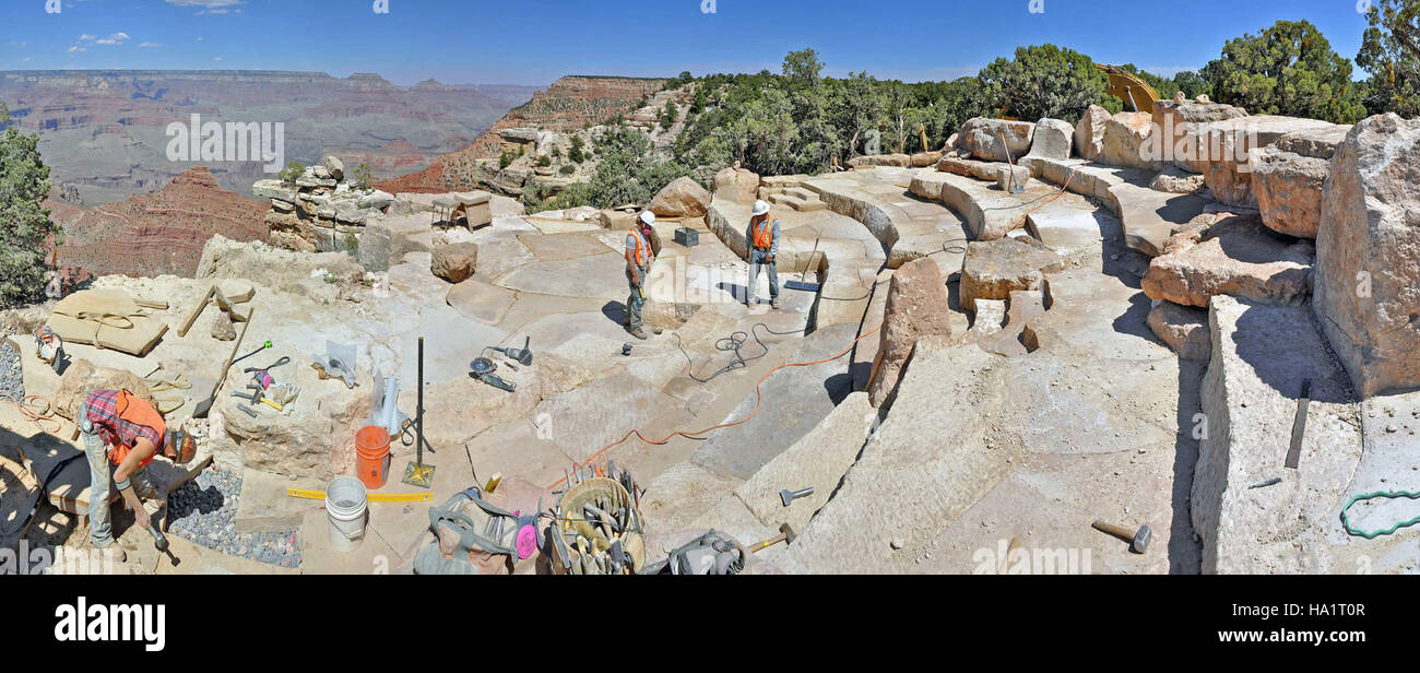 The construction of the Mather Point Amphitheatre at Grand Canyon ...