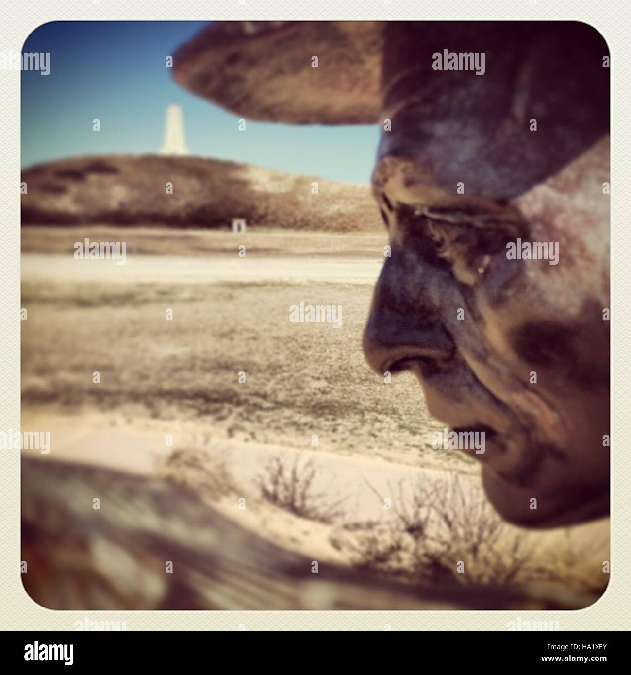 Memorials dedicated to the Wright brothers at their National Park site ...