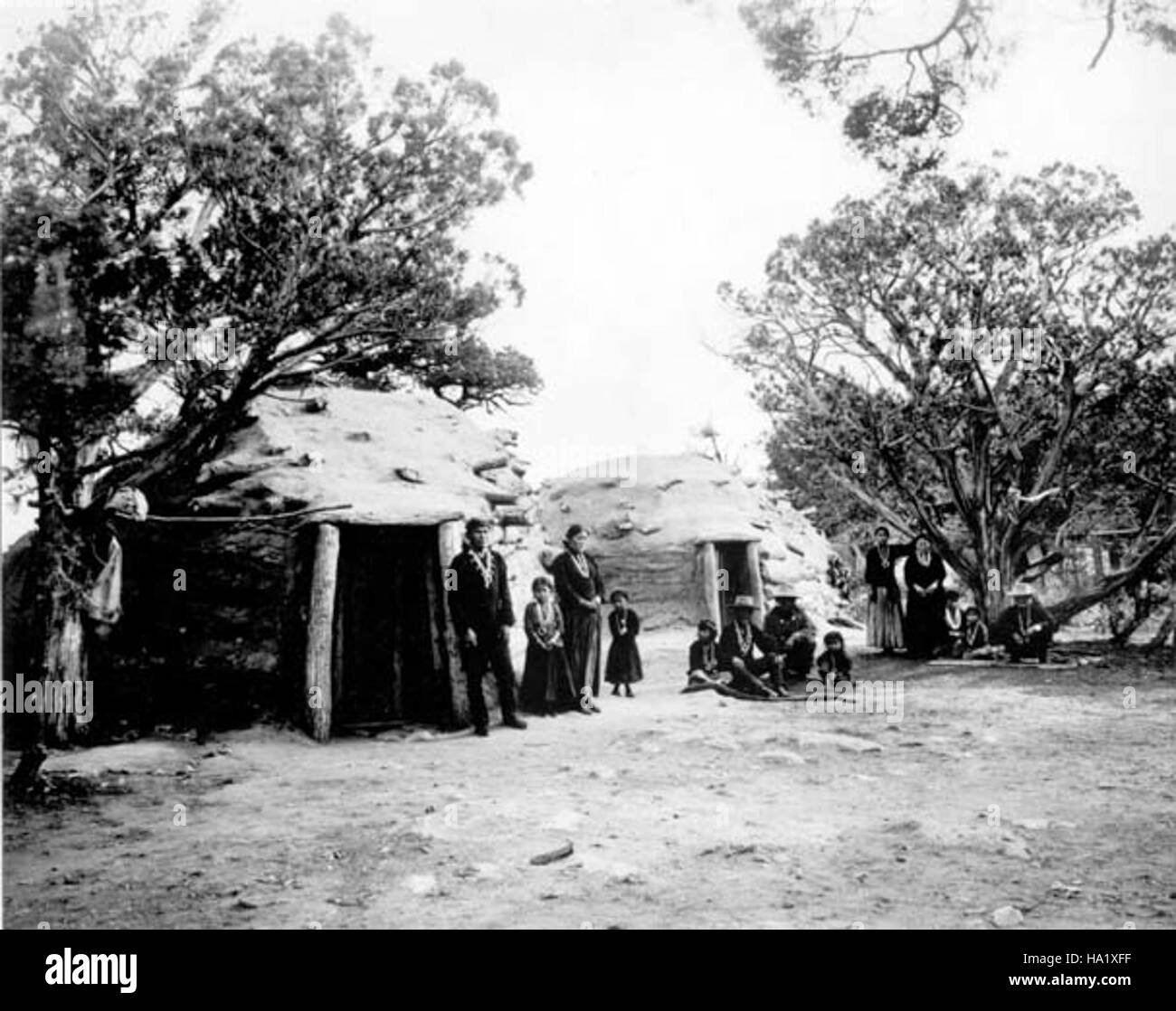 Historic photograph showing the Hogans near the Hopi House at the Grand ...