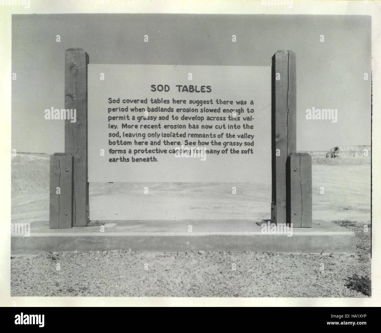 The Sod Tables sign at Badlands National Park highlights one of the ...