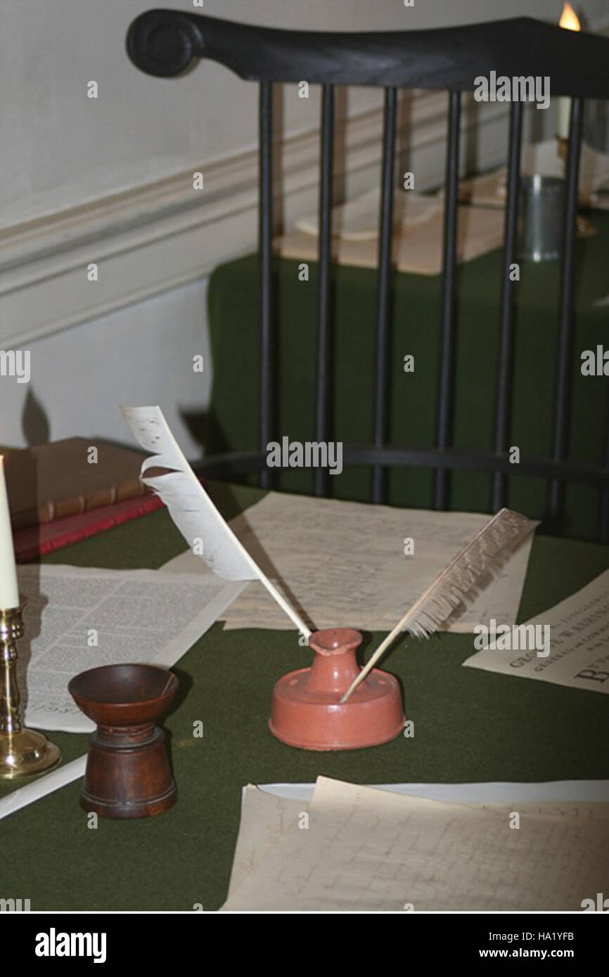 A quill pen, used in historical documents, symbolizes the founding of ...