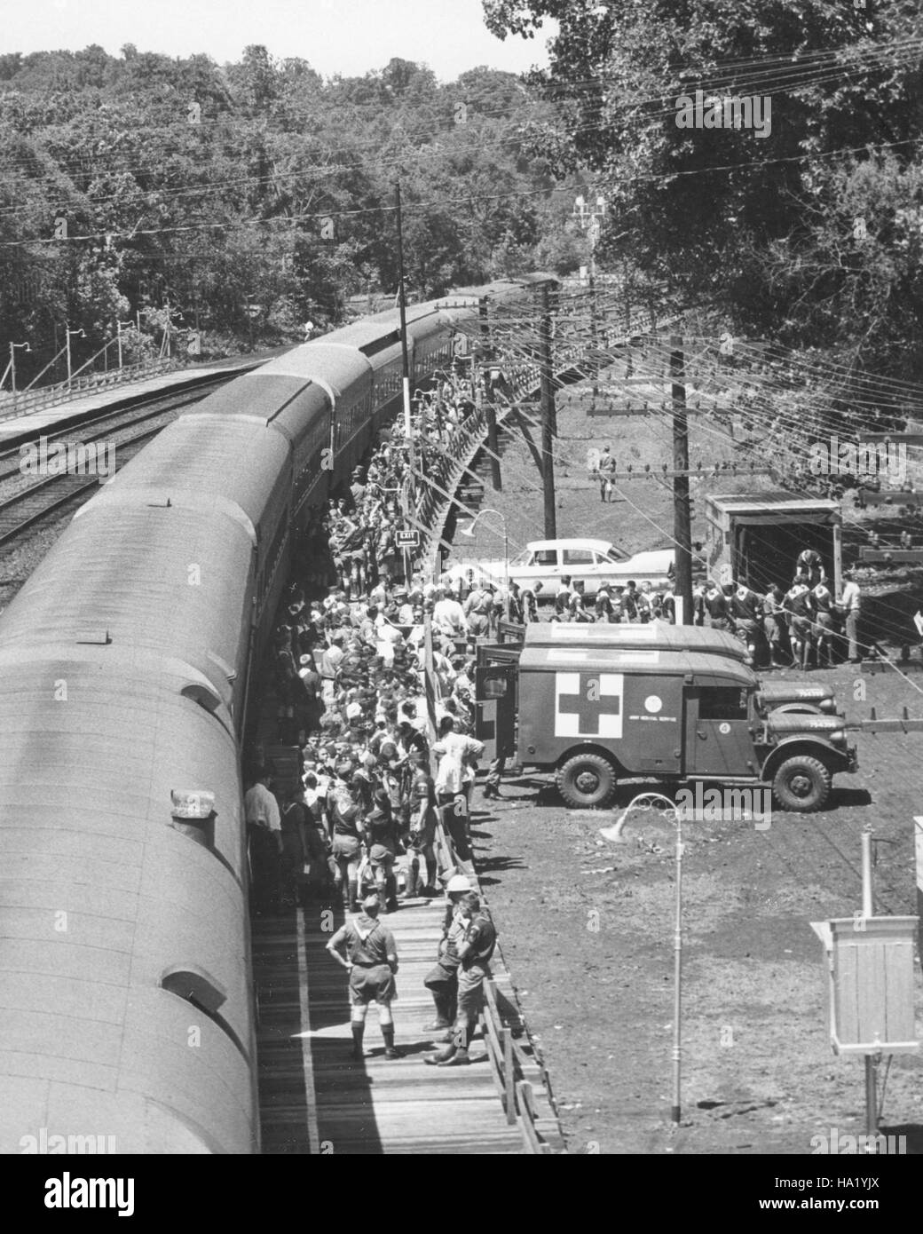 This image from Valley Forge National Park shows a train and ambulance ...