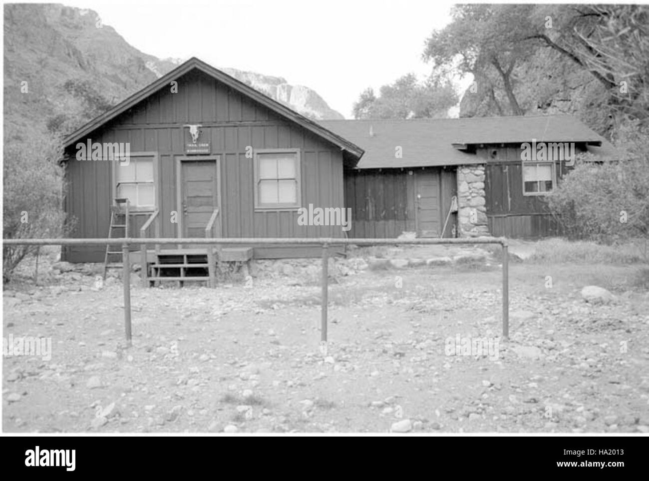 This historic image shows the Phantom Ranch Trail Crew Bunkhouse at the ...