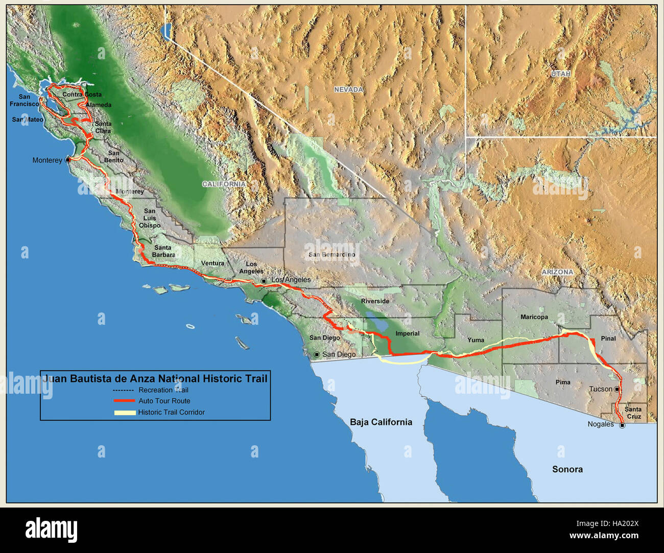 The Juan Bautista de Anza National Historic Trail offers a map of ...