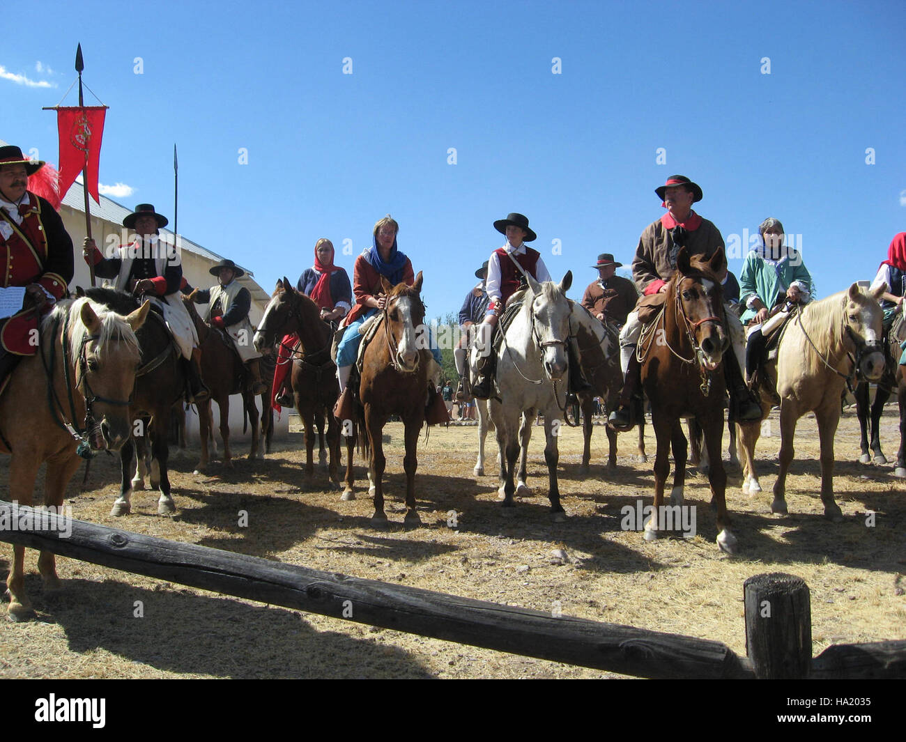A crowd at Tubac Presidio listening to Captain Anza and his expedition ...
