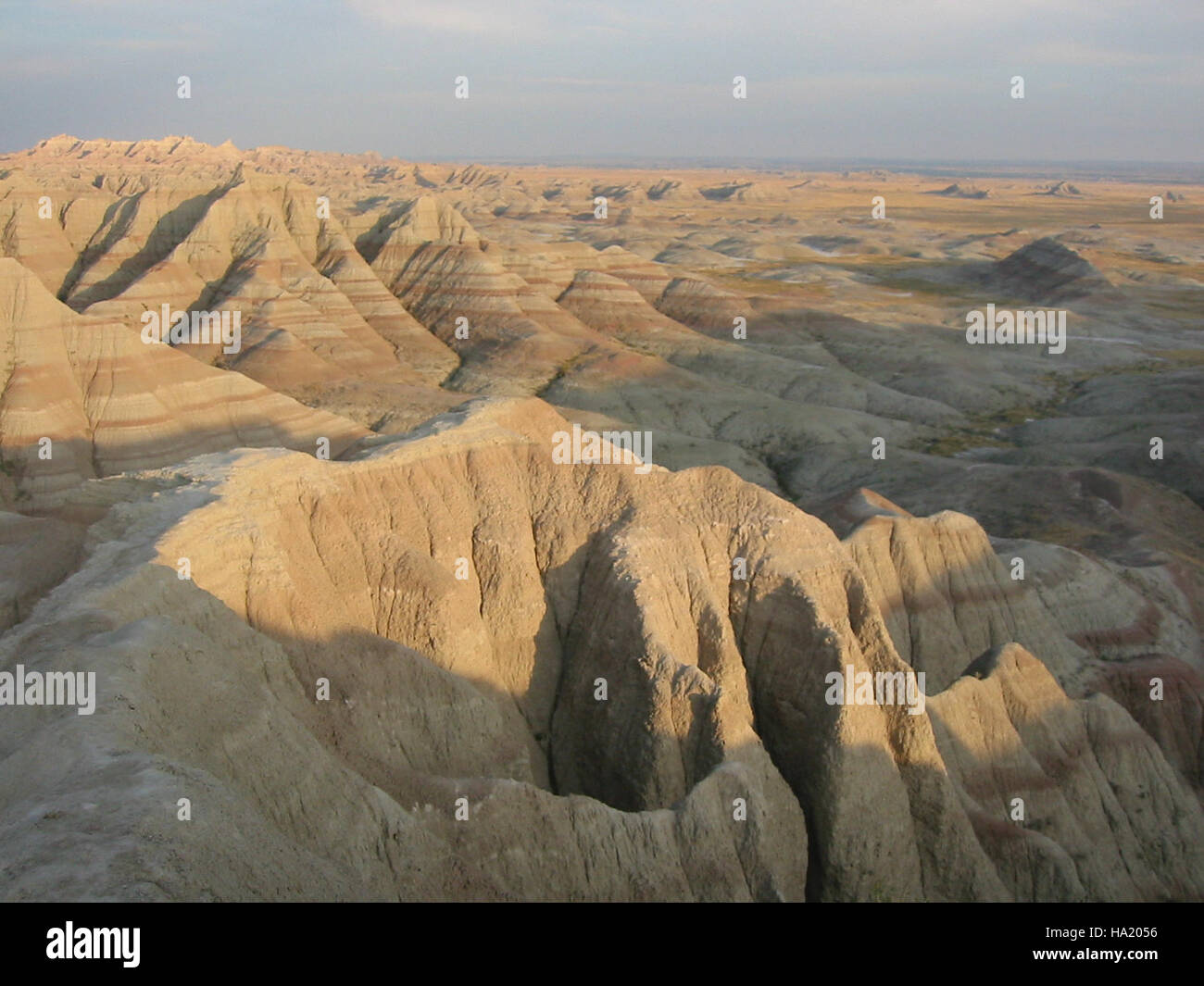 A scenic view from the pass in Badlands National Park captures the park ...