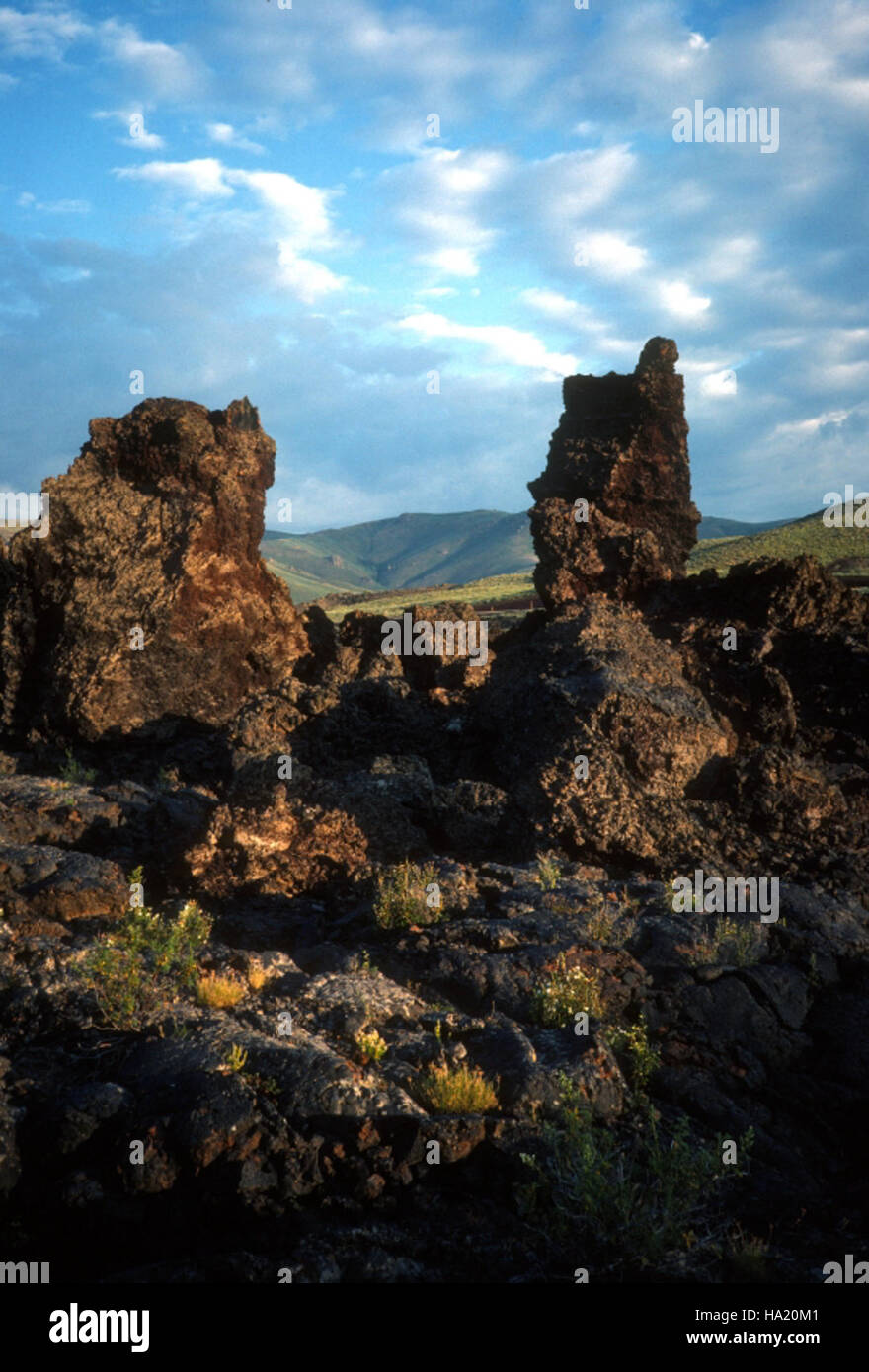Monoliths at North Crater in Craters of the Moon National Park are ...