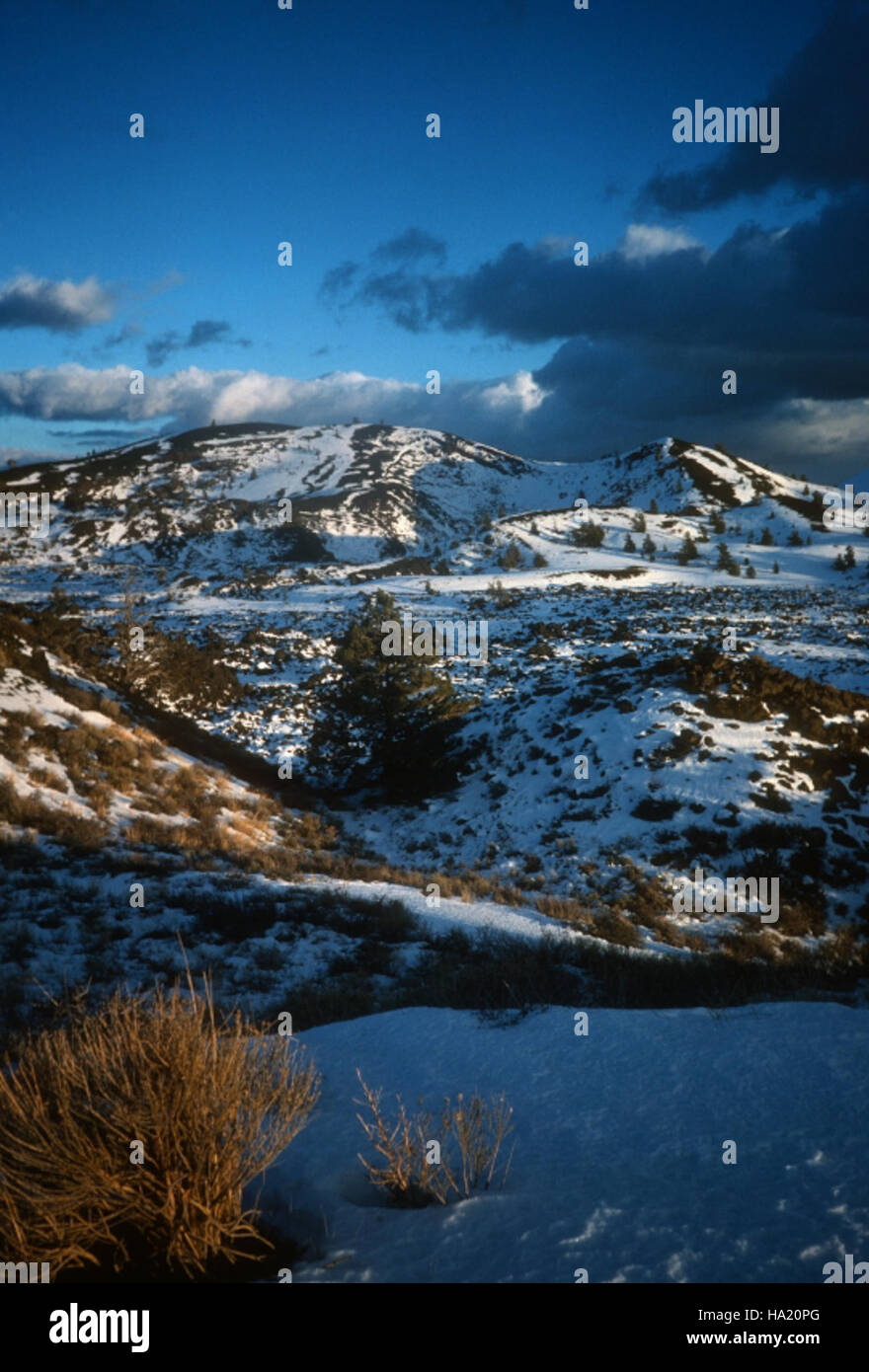The North Crater in Craters of the Moon National Park during winter is ...
