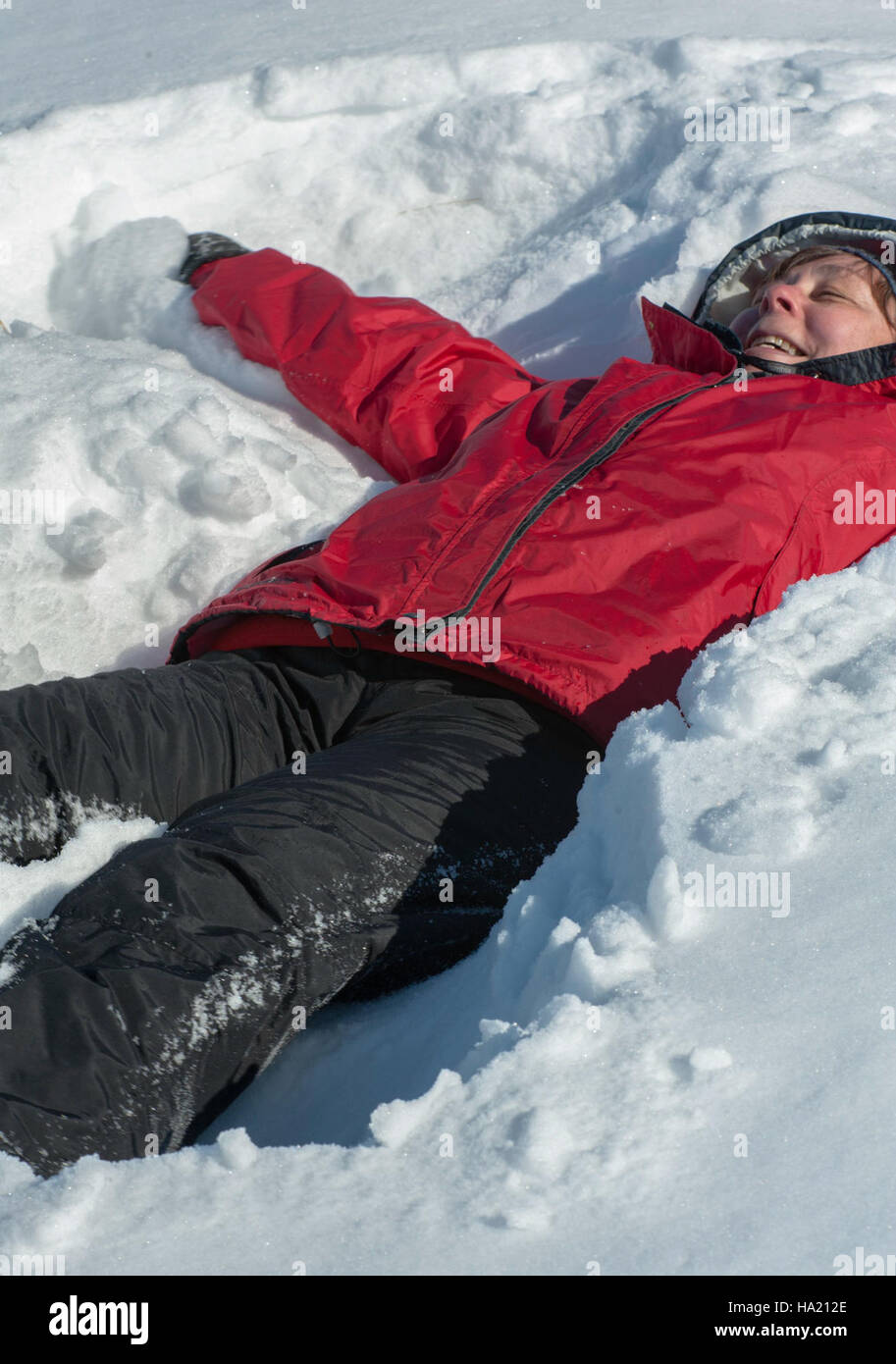 A snow angel in Denali National Park, set against the snowy backdrop of ...