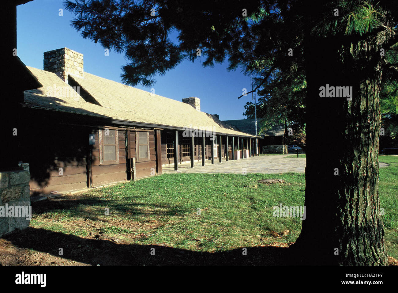 The rear view of the Dickey Ridge Visitor Center, located in Shenandoah ...