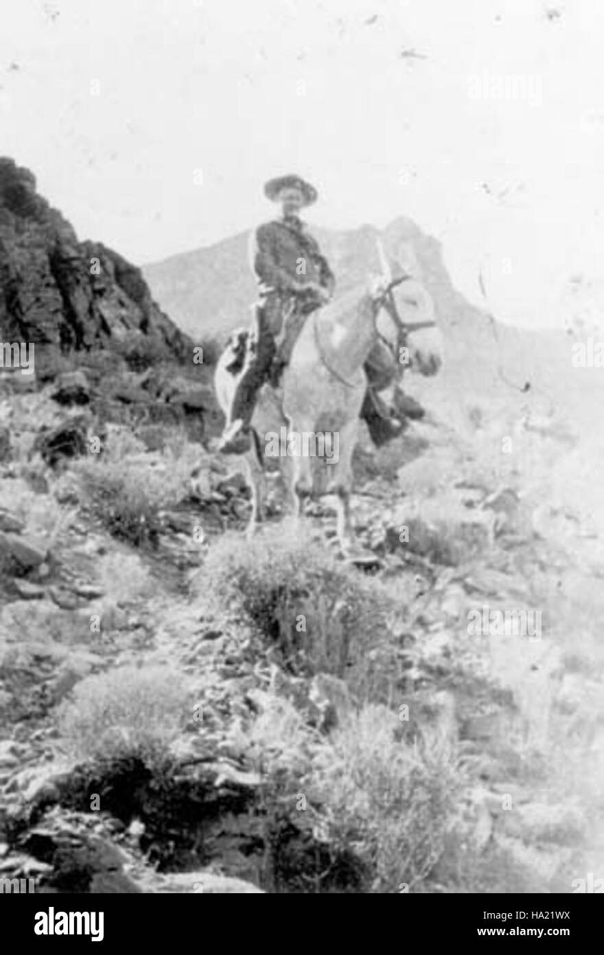 A 1919 photo of a Grand Canyon National Park ranger on horseback ...