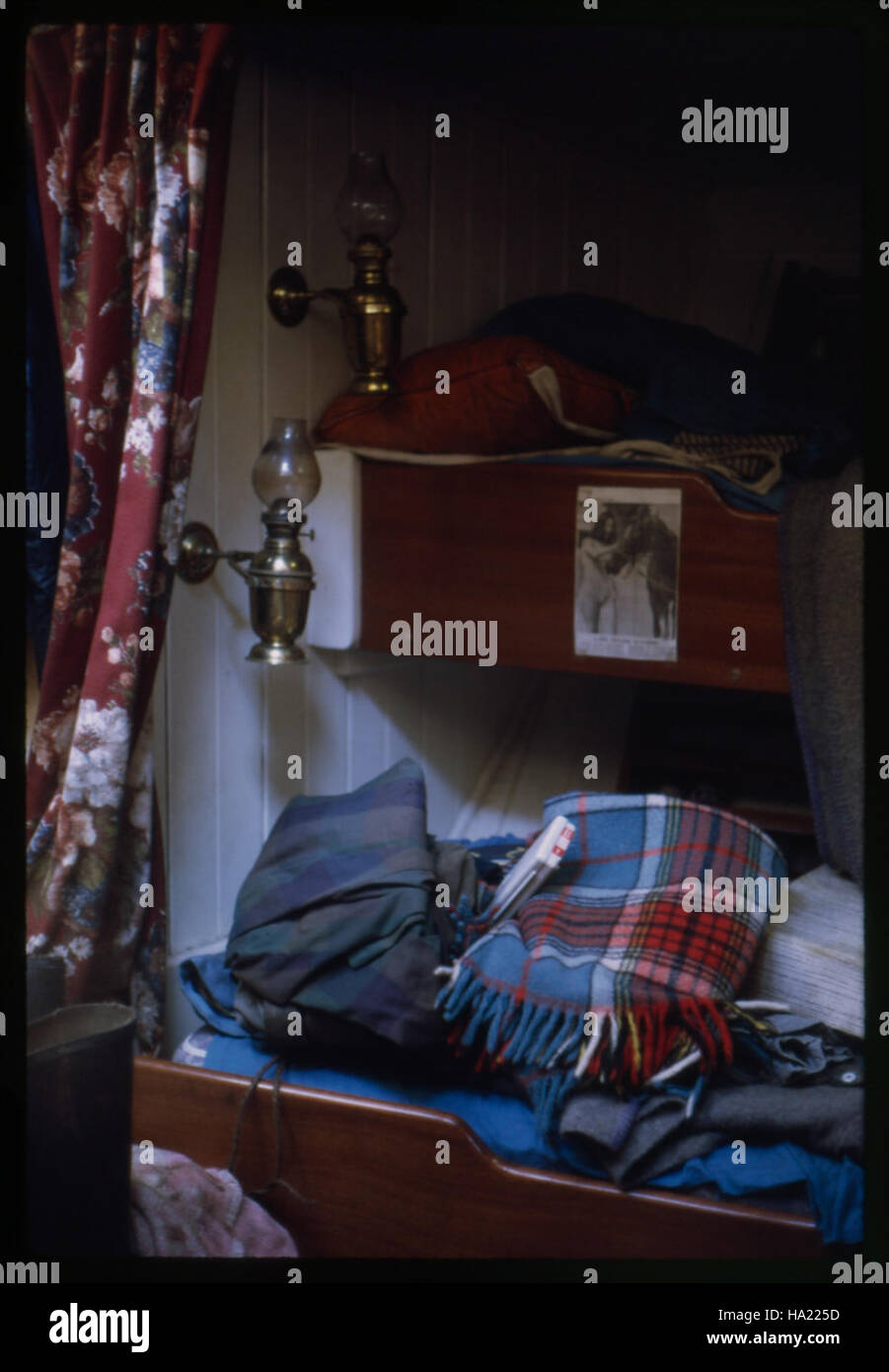 The image shows crew bunks aboard the Eppleton Hall, a tugboat built in ...
