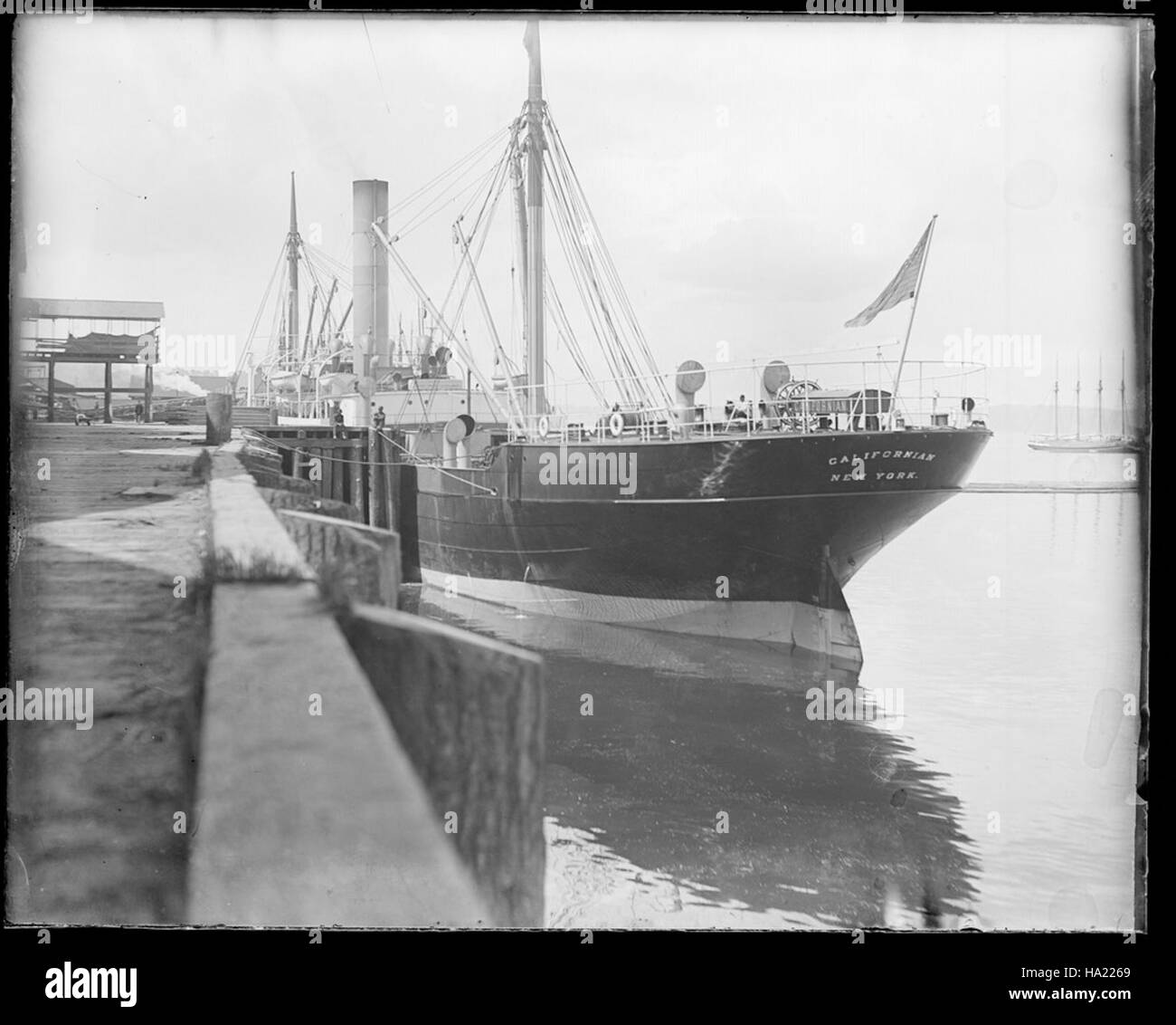 A historic image showing the Californian, a cargo vessel built in 1900 ...