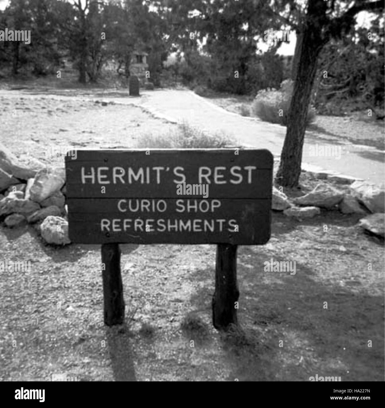 A historic sign at Hermits Rest, Grand Canyon National Park ...