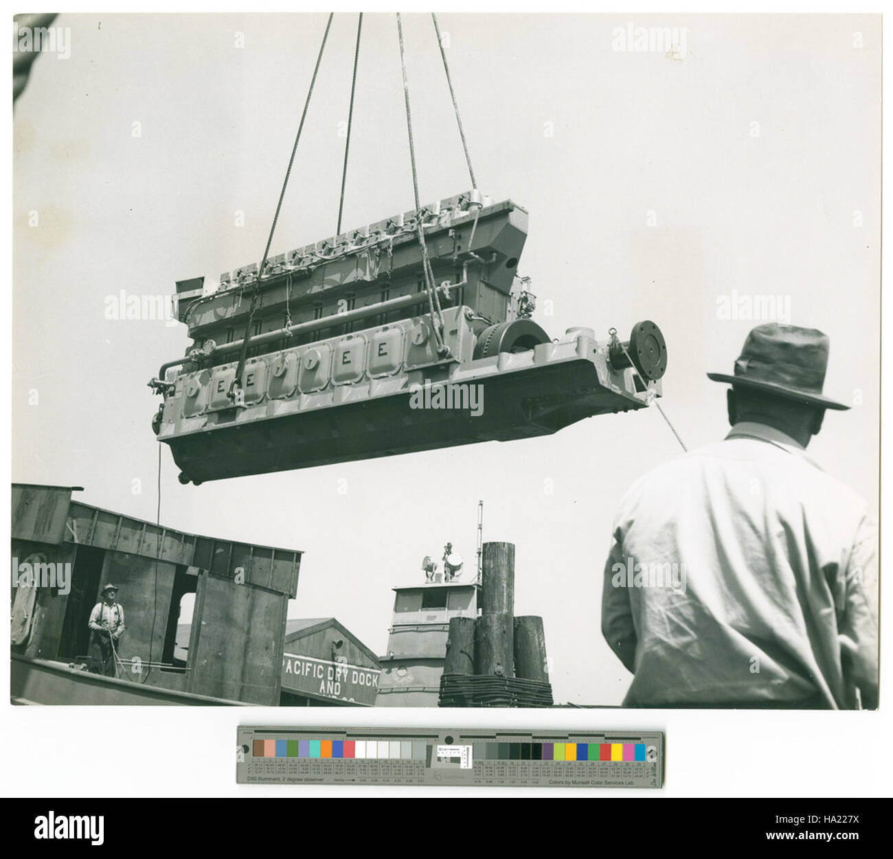 A historical image of a tugboat engine at the Pacific Dry Dock and ...