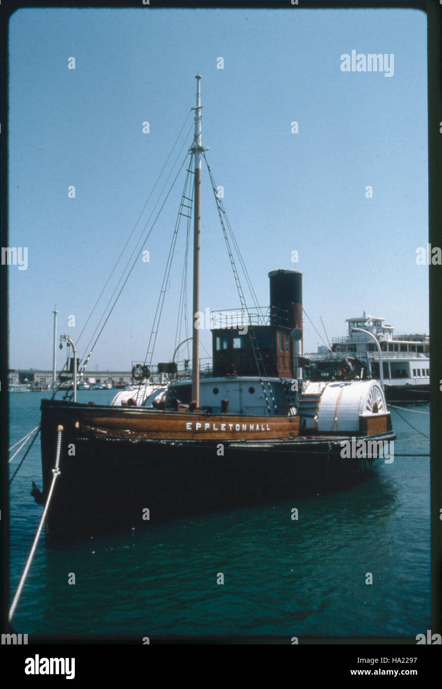 Eppleton Hall, a historic tugboat built in 1914, is docked at Hyde ...