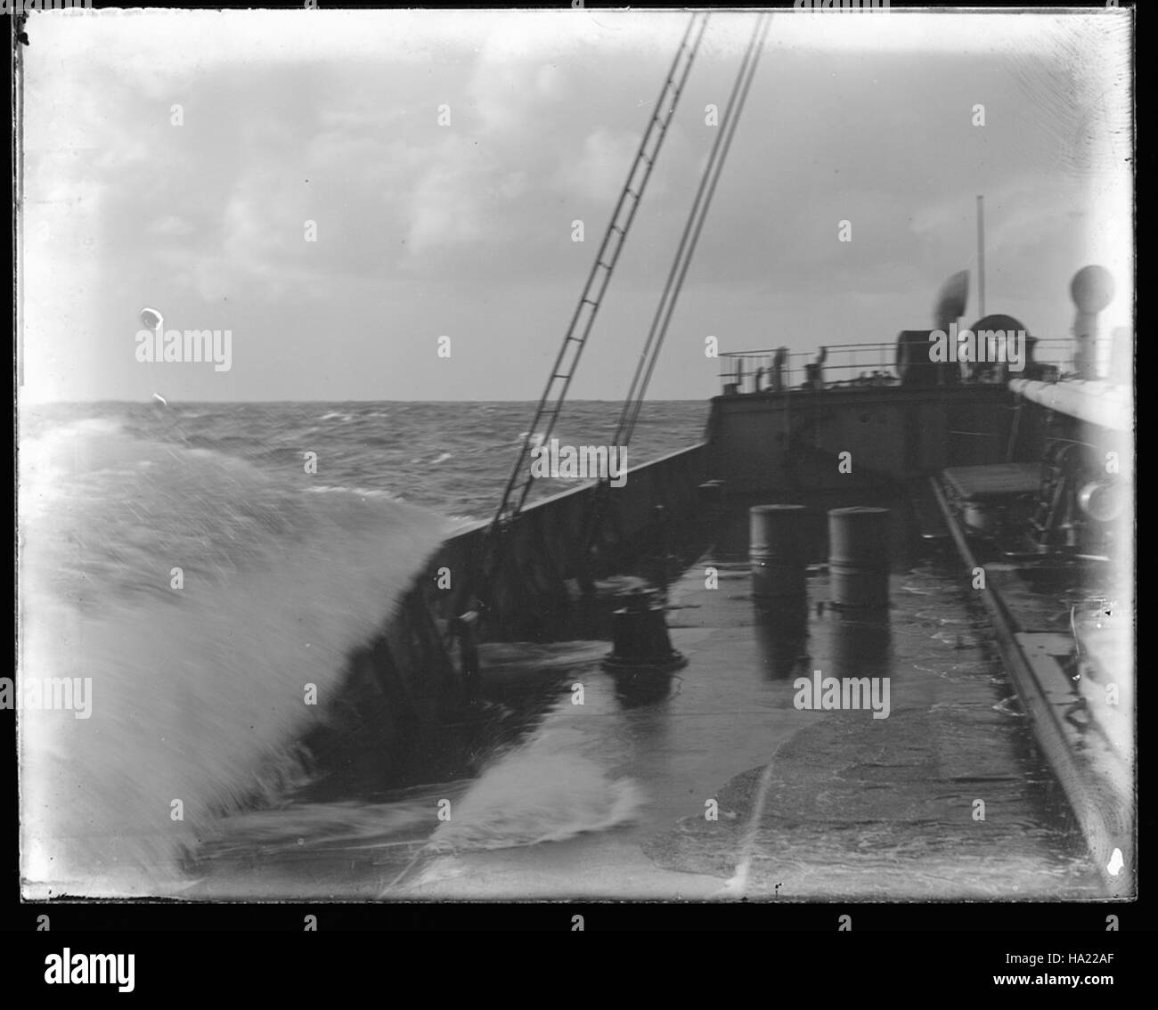 A historic image of the cargo vessel 'Californian' during heavy weather ...