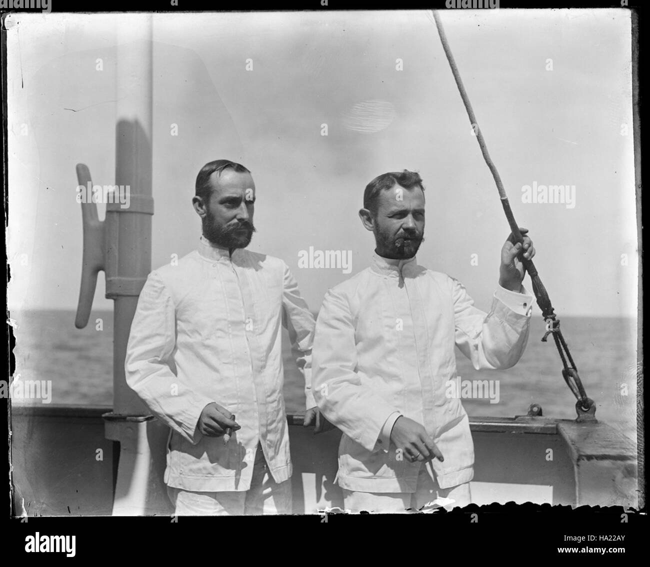 sfmaritimenps collections 21667301678 Two crew members smoking cigars ...