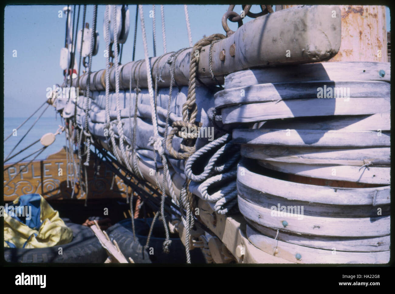 A close-up view of the Eppleton Hall tugboat, built in 1914, arriving ...