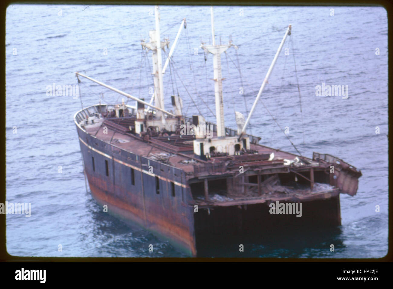 The remains of the Dominator, a 1940 cargo vessel, lie off the coast of ...