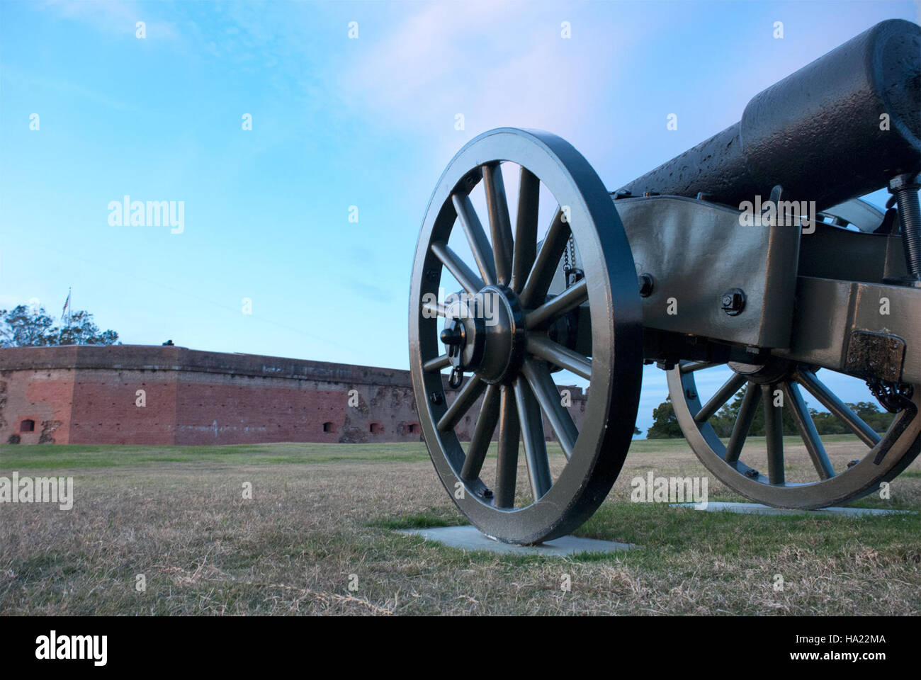 The cannon at Fort Pulaski National Park serves as a historical ...