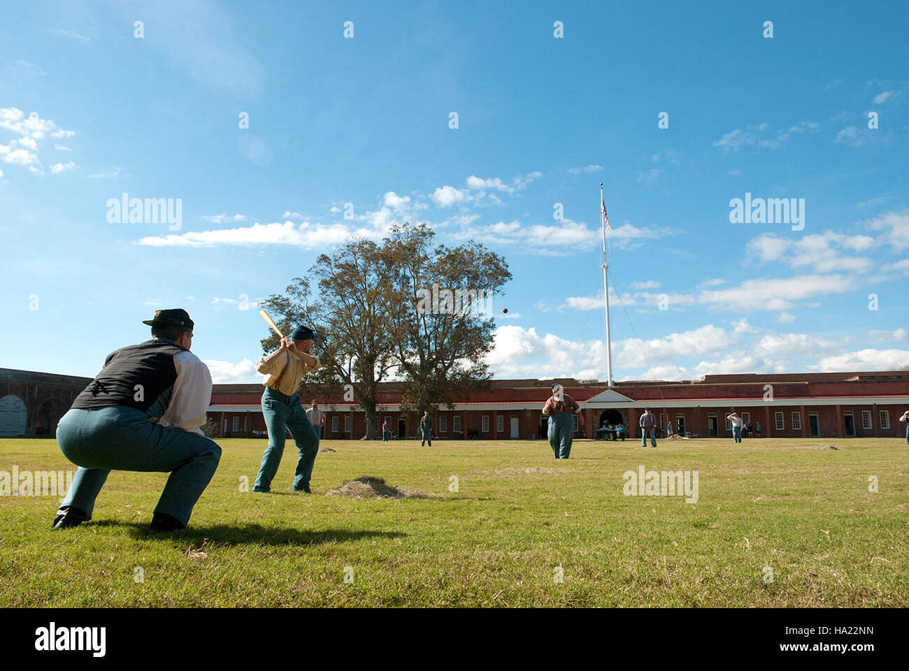 Rounders, a traditional ball game, is occasionally played at Fort ...