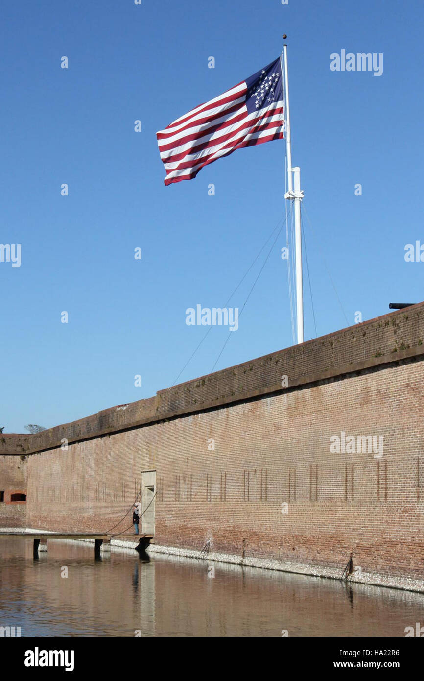The Garrison Flag flies at Fort Pulaski National Park, symbolizing the ...