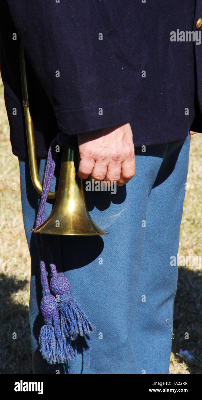 A bugle is played at Fort Pulaski National Park, a historical site ...