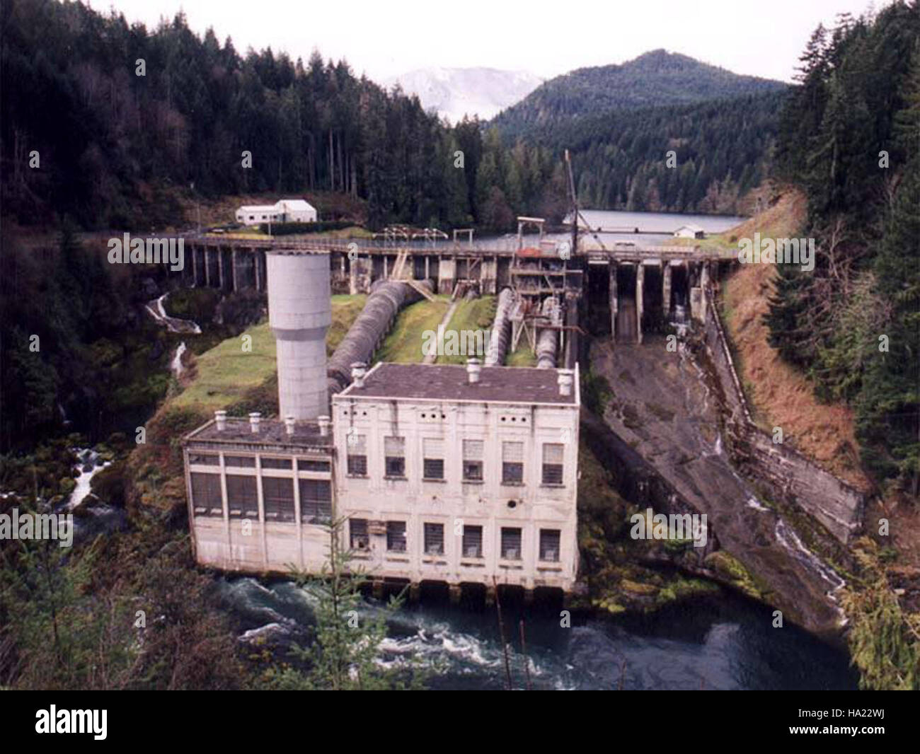 This photograph depicts the Elwha River near Lake Mills in Olympic ...