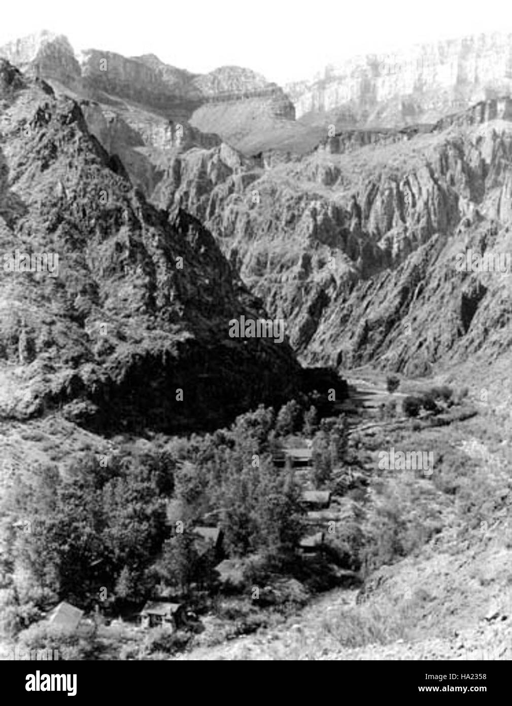 A historical view of the Phantom Ranch area from 1929, showcasing the ...