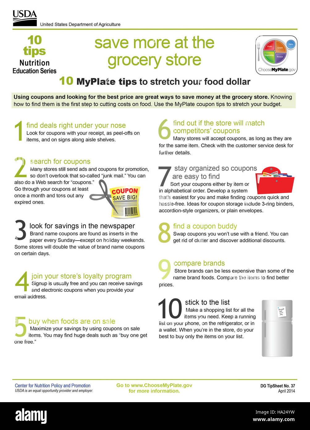 The USDA's DGTipsheet37 offers practical advice on saving money at the ...