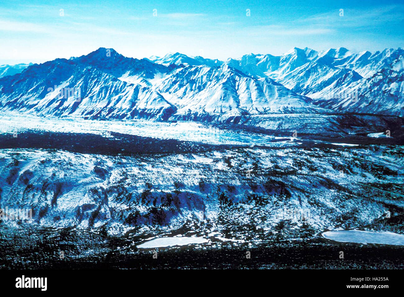 An aerial view of the Matanuska Glacier terminus at Glacier View ...