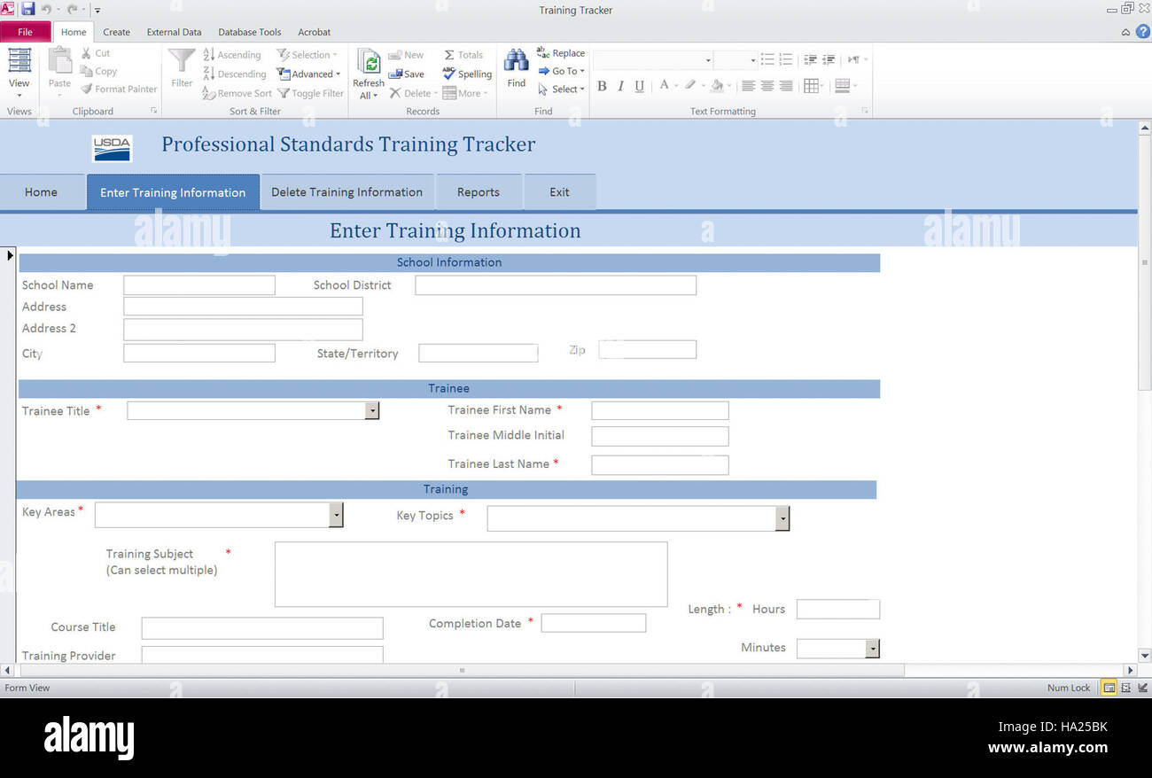 A screenshot showing the USDA's Professional Standards Tracking Tool ...