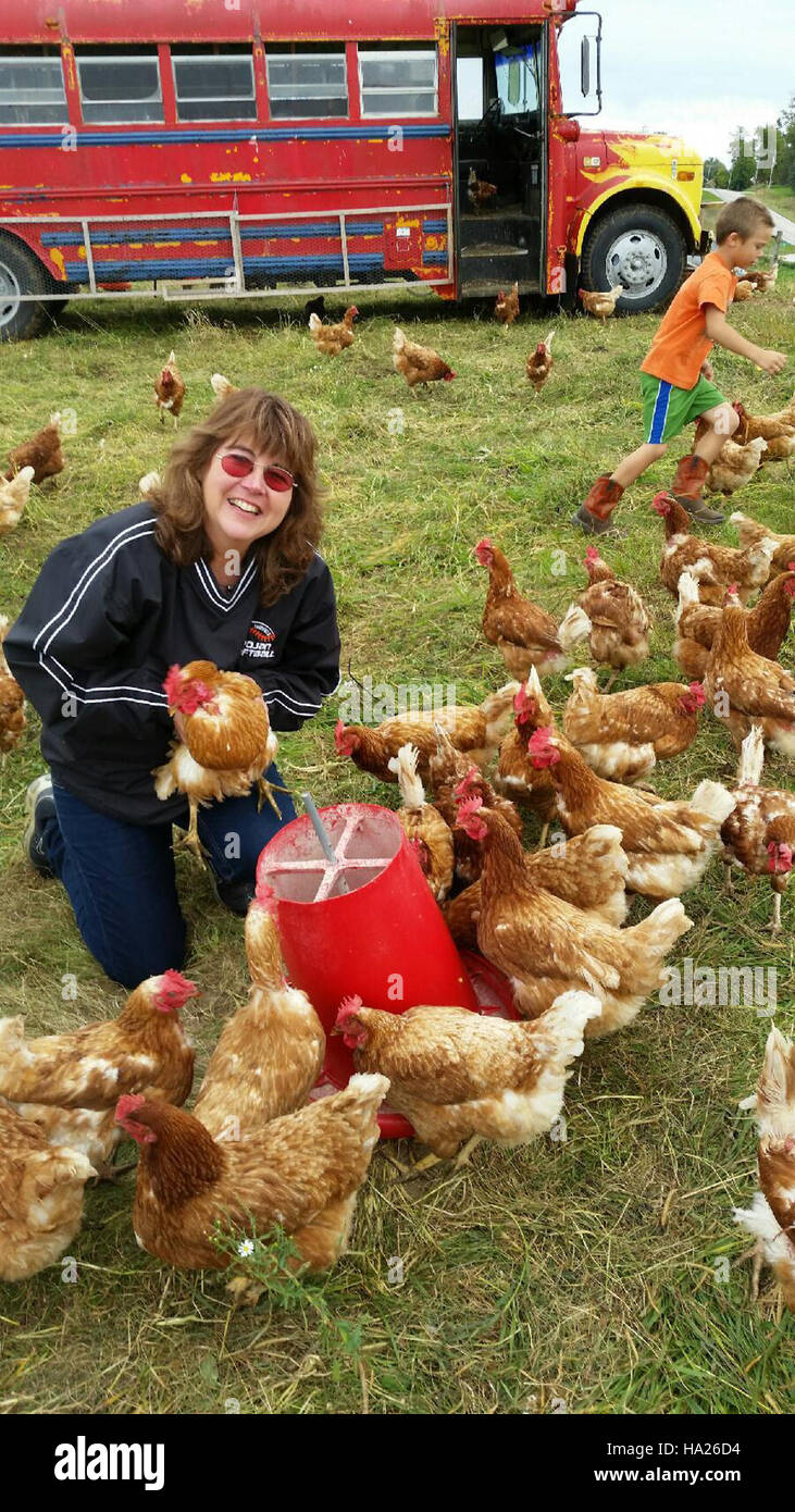 usdagov 24622943366 A woman with the hens Stock Photo - Alamy