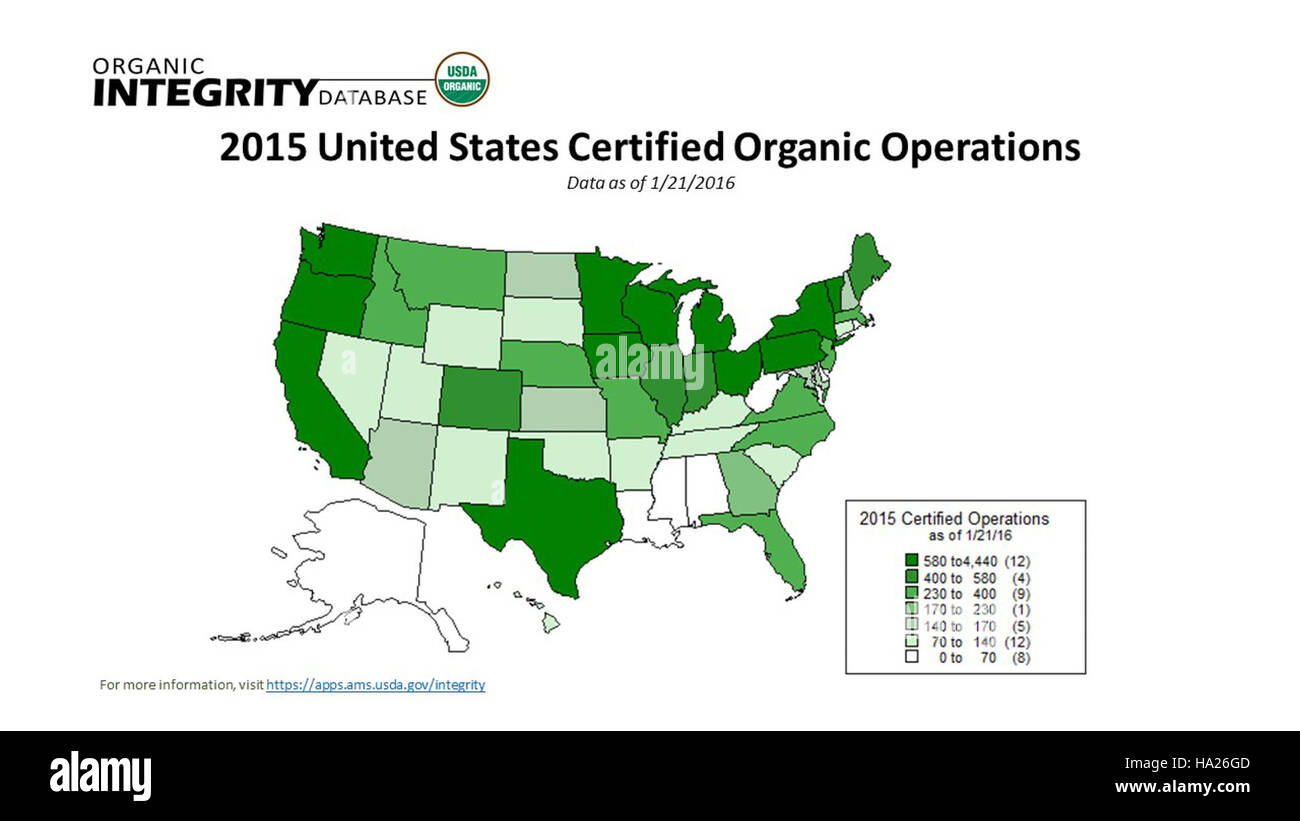 The USDA's 2015 map of certified organic operations showcases the ...