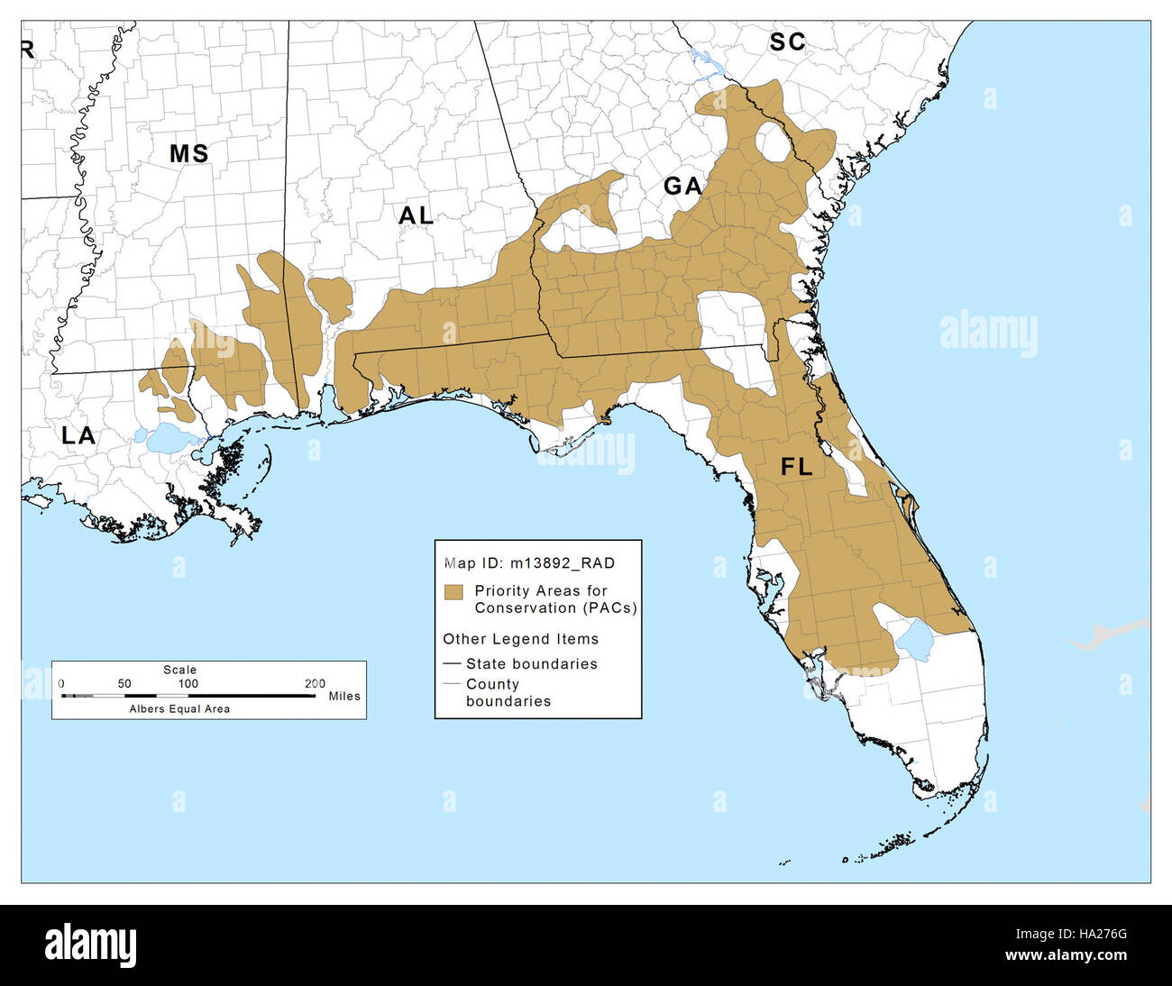 The USDA's Gopher Tortoise Priority Areas for Conservation map ...