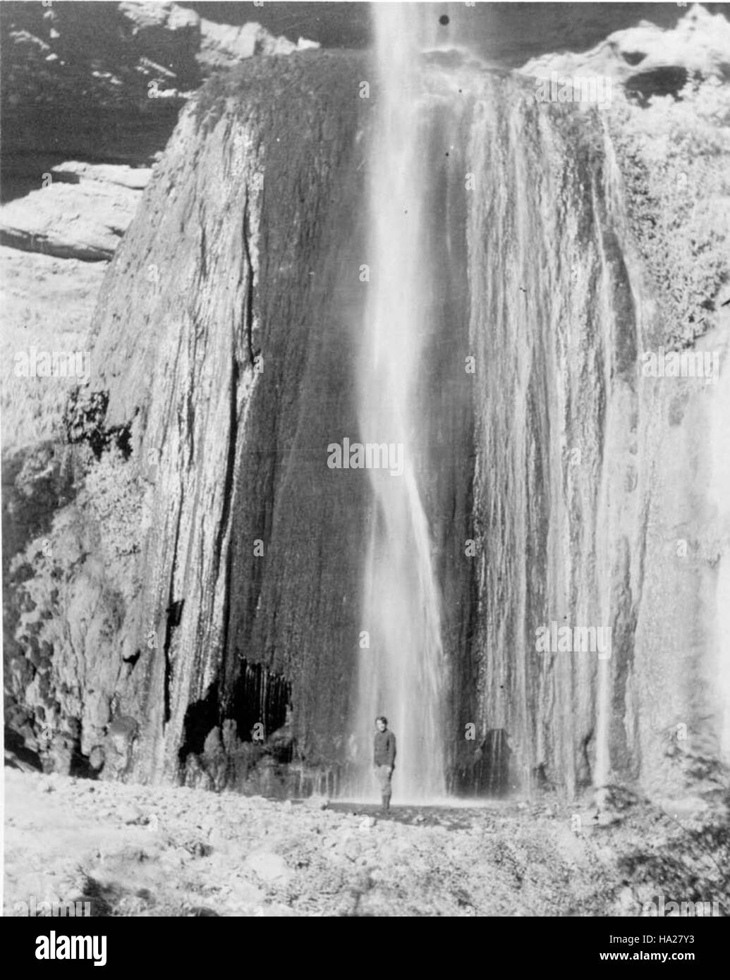 Ribbon Falls, a historic waterfall in Grand Canyon National Park ...