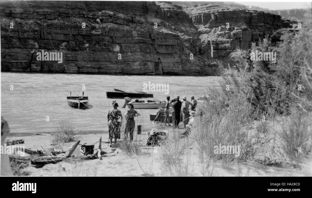 A historic photograph of the Colorado River running through Grand ...